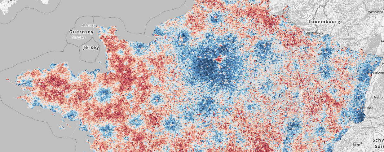 @comeetie : #Francepixels, carte données carroyées
